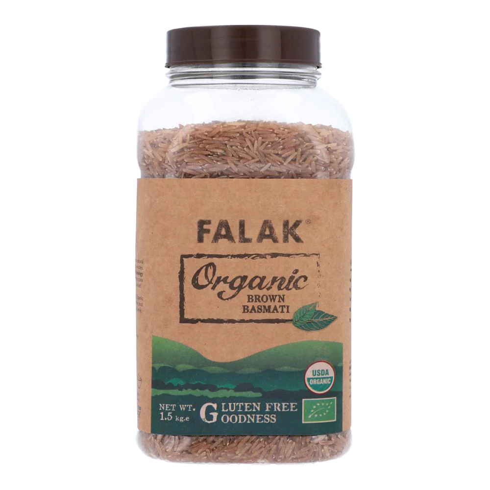 Falak Organic Brown Basmati Jar 1.5 kg